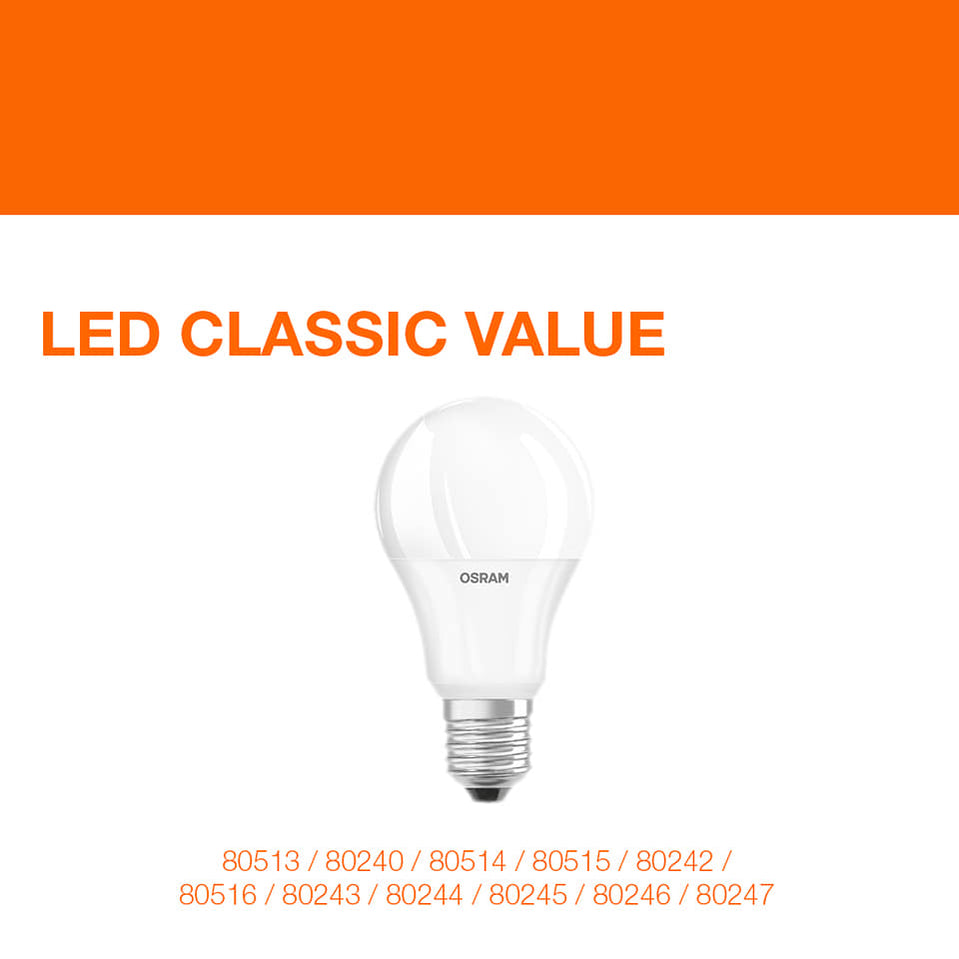 PACK DE 3 FOCOS LED VALUE A75 10W 127V LUZ CÁLIDA OSRAM — Elektrocontrol