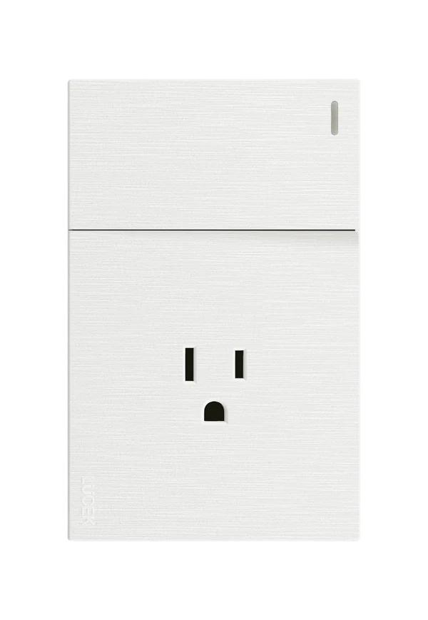 PLACA PLANA CON 1 INTERRUPTOR DE ESCALERA Y 1 CONTACTO DE 1.5 MÓDULOS — Elektrocontrol