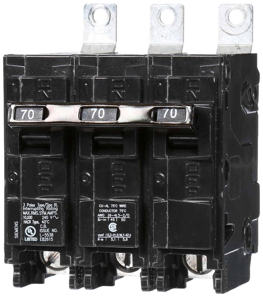 INTERRUPTOR TERMICO BL 3 POLOS X 70 AMP SIEMENS — Elektrocontrol