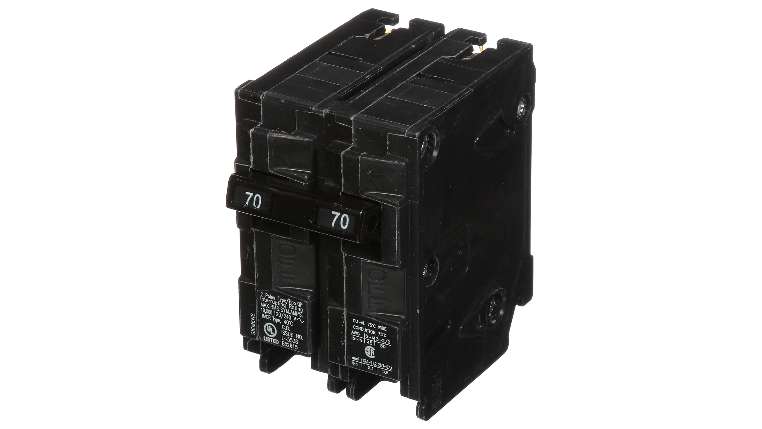 INTERRUPTOR TERMICO QP 2 POLOS X 70 AMPERES SIEMENS — Elektrocontrol